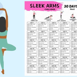 30 Day Sleek Arm Challenge | Printable Workout Plan | Home Fitness ...