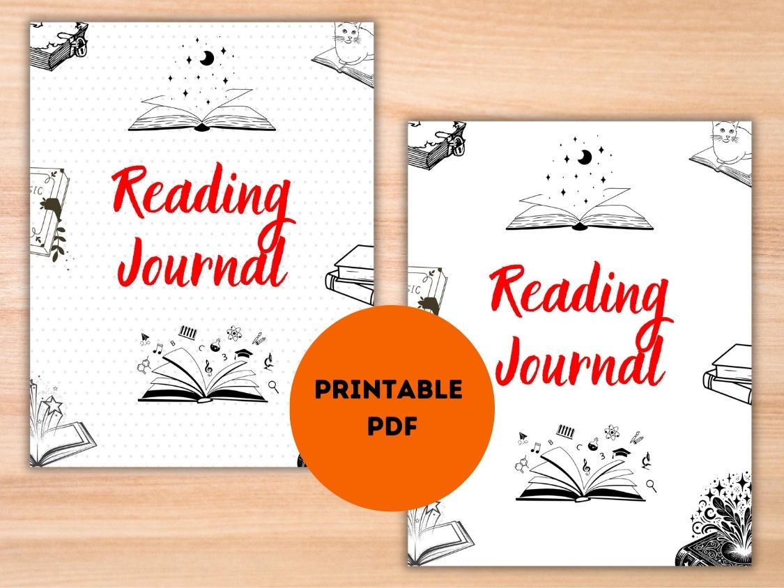 Printable Reading Journal Cover Page: Stylish Book Tracker (digital ...