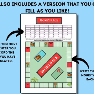 Money Race Savings Challenge - Printable Savings Game & Budget Tracker ...