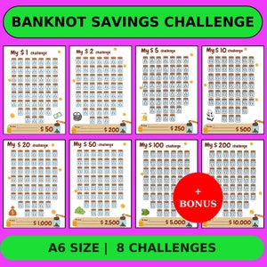 Savings Challenge Printable, Savings Challenge Bundle, A6 Sized Mini ...