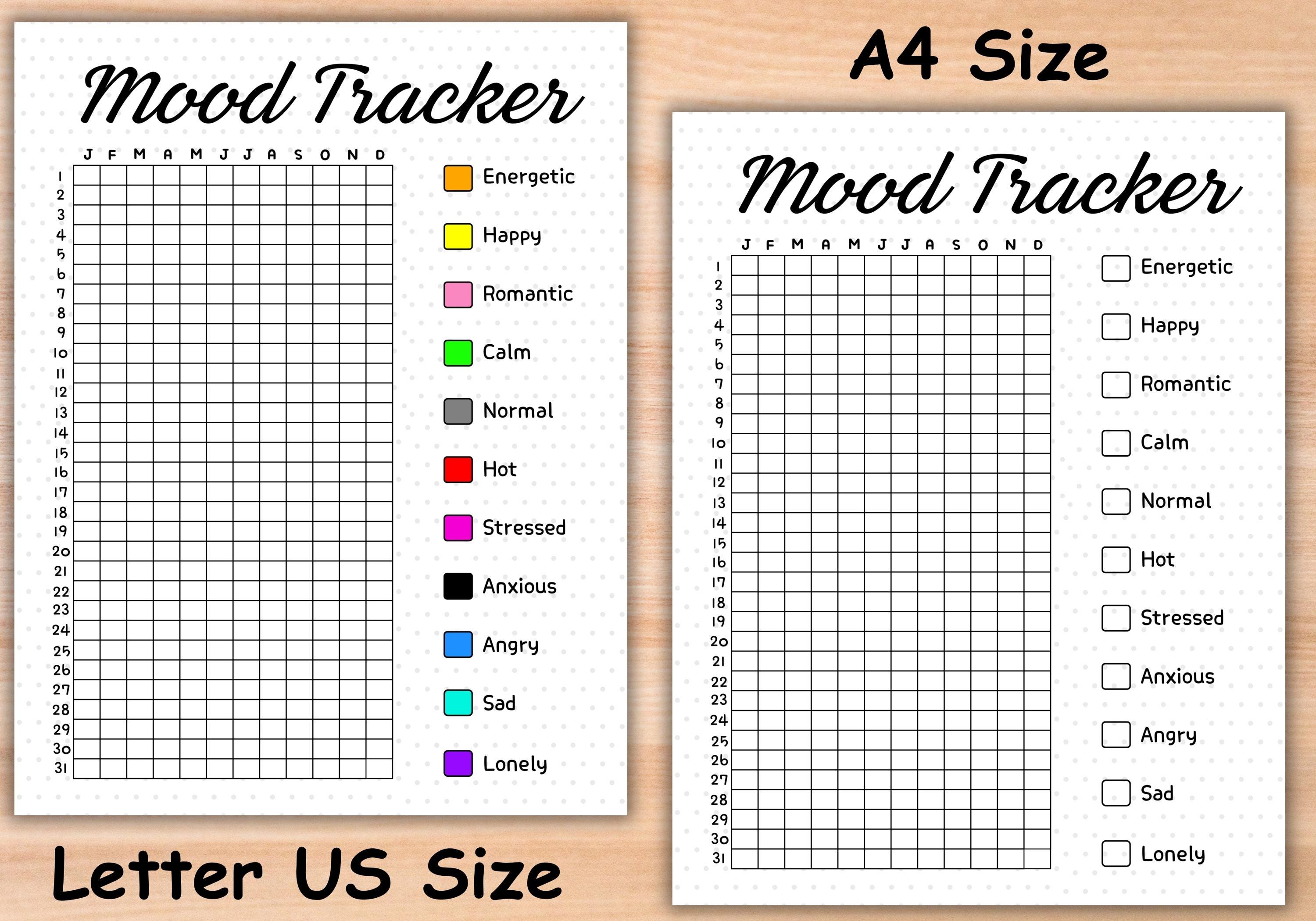 Printable Daily Mood Tracker: Feelings and Emotions (annual Planner) - Etsy