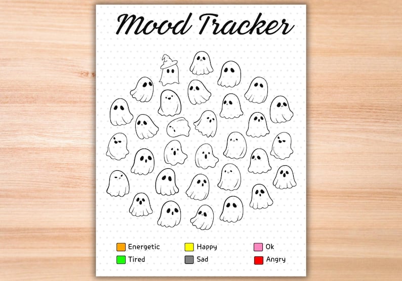 Ghost Mood Tracker - Printable Journal Page - Daily Mood Log - Feelings ...