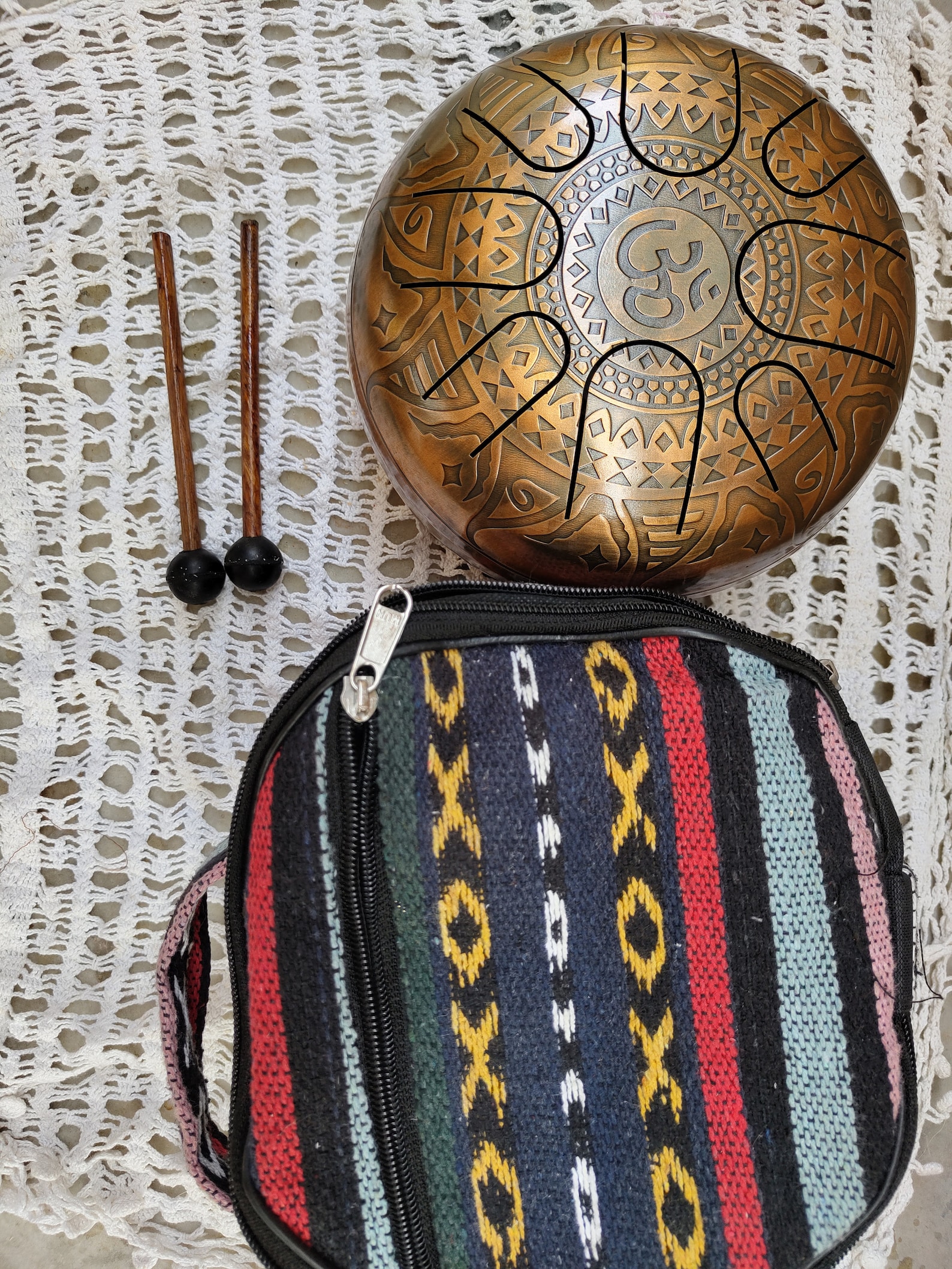 Beautiful OM Carving Happy Drum (steel Drum/handpan) Musical Instrument ...