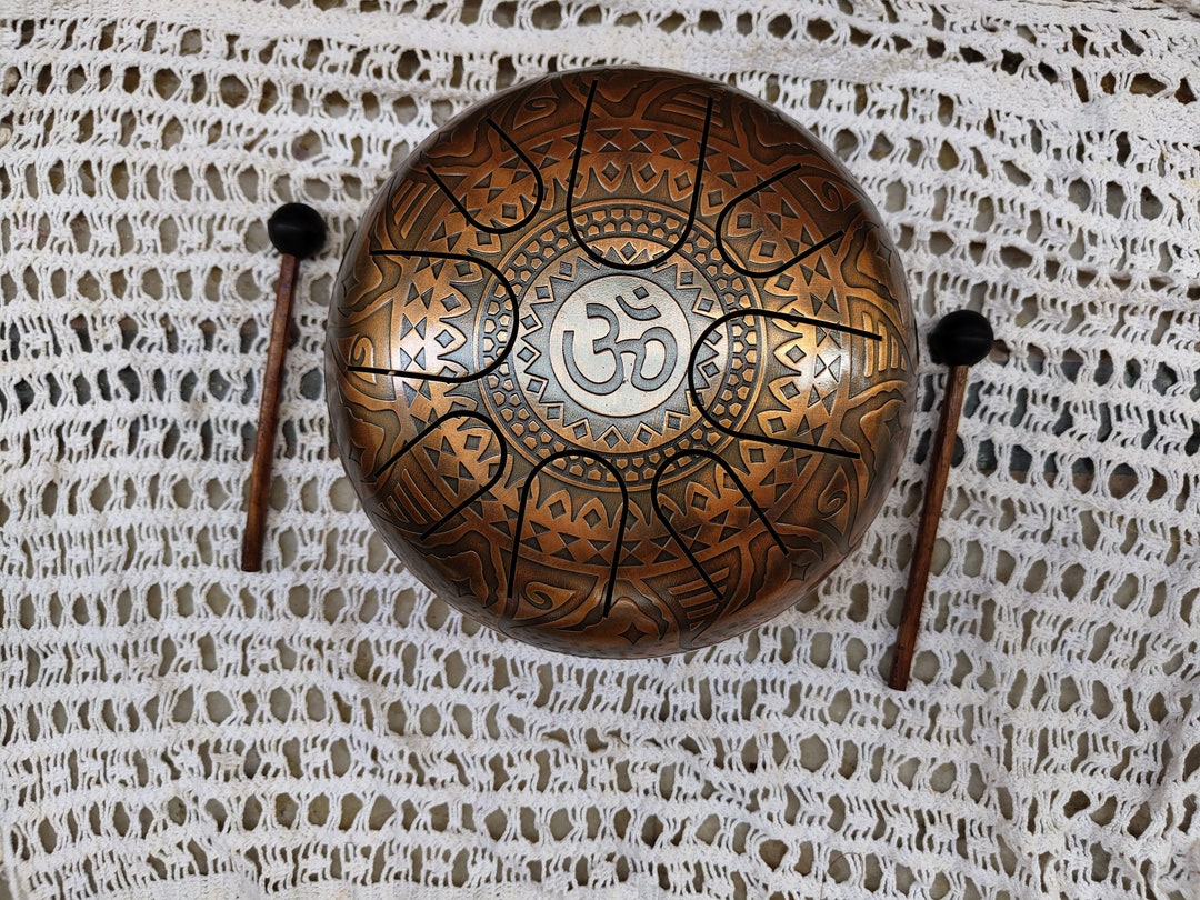 Beautiful OM Carving Happy Drum (steel Drum/handpan) Musical Instrument ...