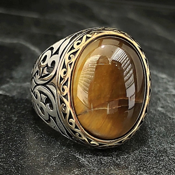 Tiger Eye Ring Men - Etsy
