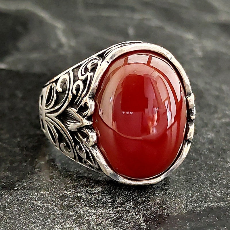 Mens Gold Ring Red Stone - Etsy