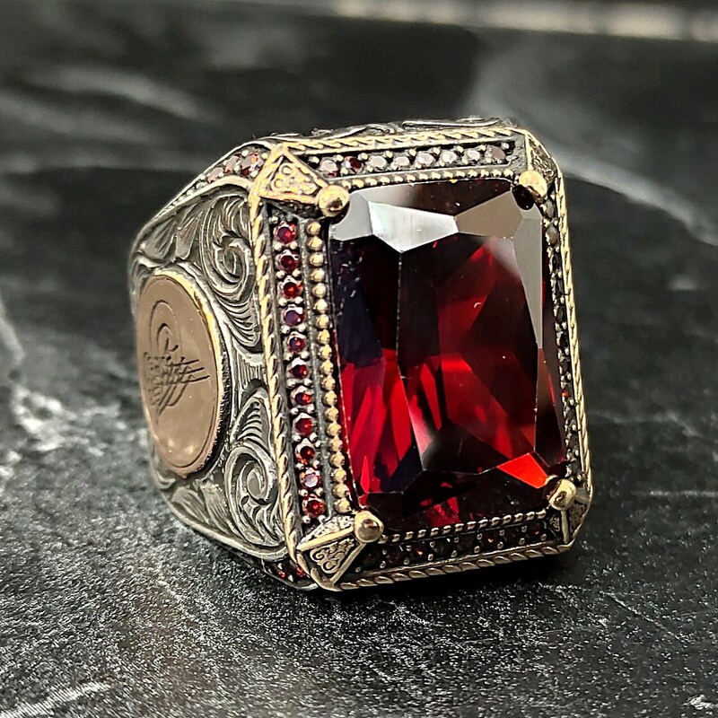 Mens Garnet Ring - Etsy