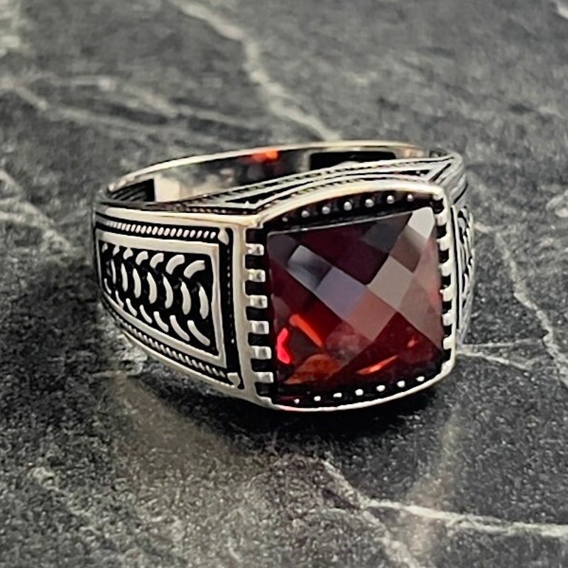 Mens Garnet Ring - Etsy