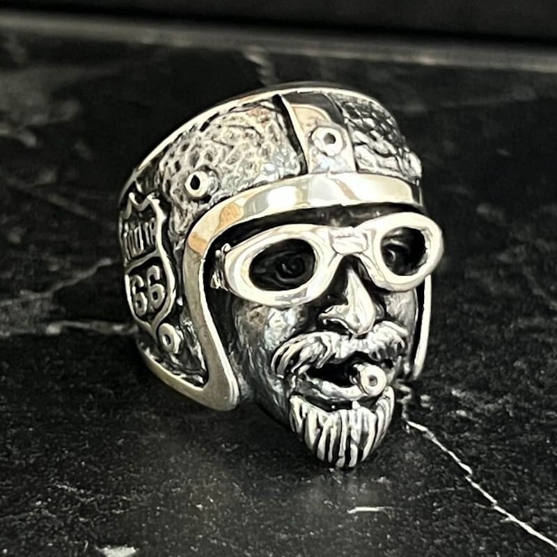 Silver Biker Ring - Etsy