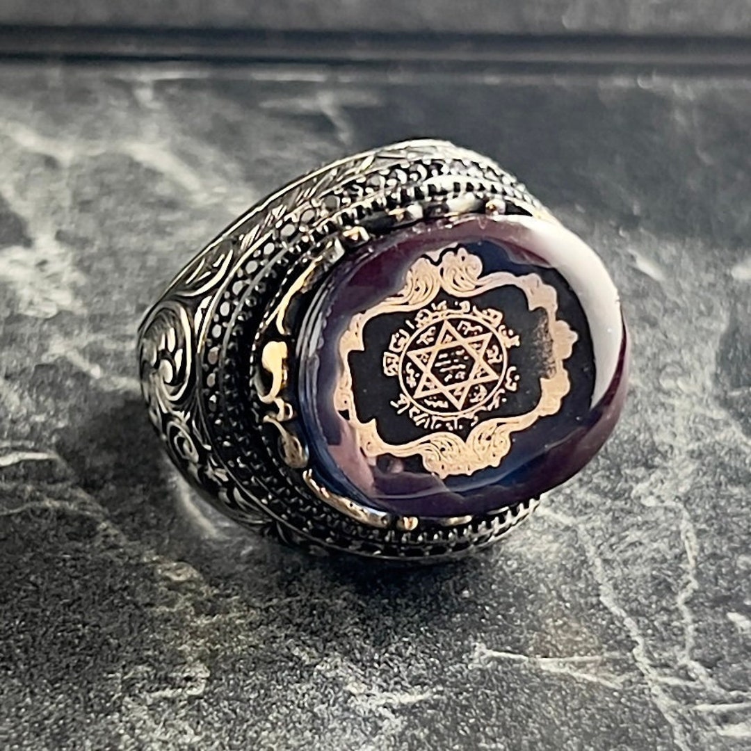 Mens Silver Seal of Solomon Ring, Star of David Ring, Solomon Signet ...