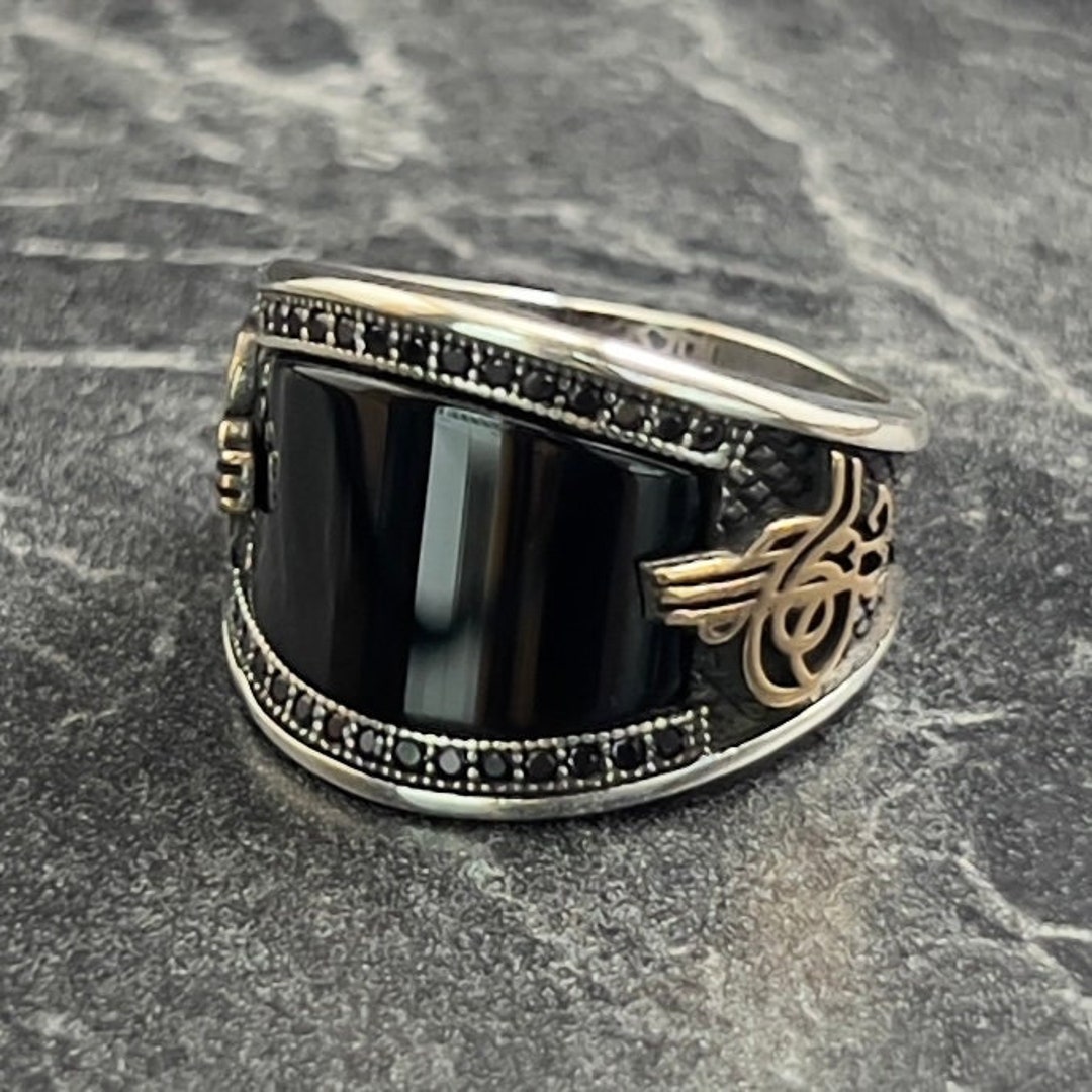Men Ottoman Tour Sign Calligraphy Ring, Handmade Onyx Signet Ring ...