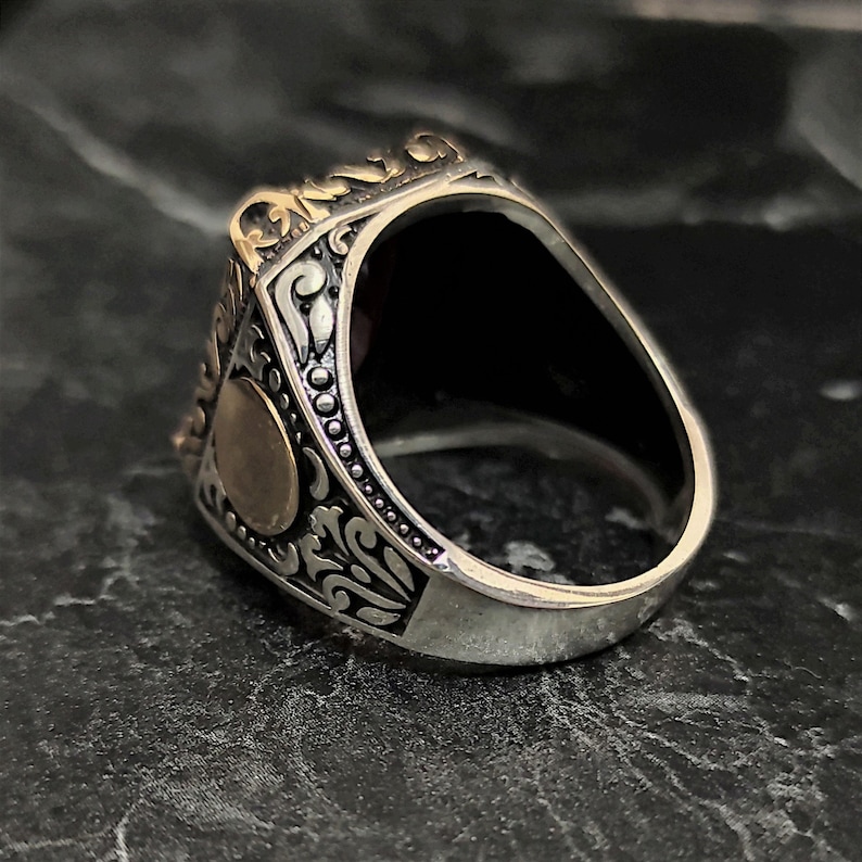 Men Silver Square Red Stone Ring Men Handmade Ring Red - Etsy