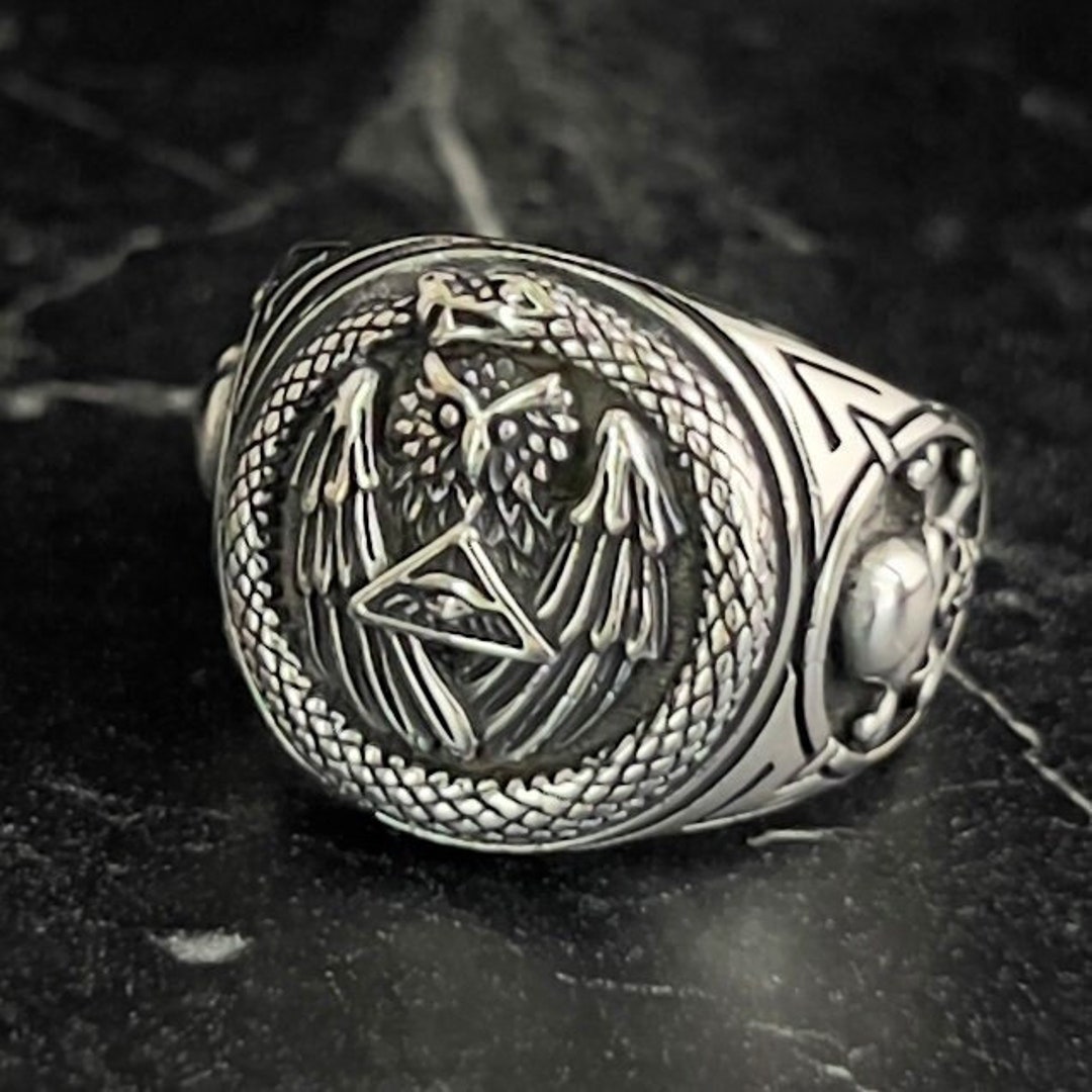 Snake Owl Eyes Mason Men's Ring Curiosity and Wizardry - Etsy