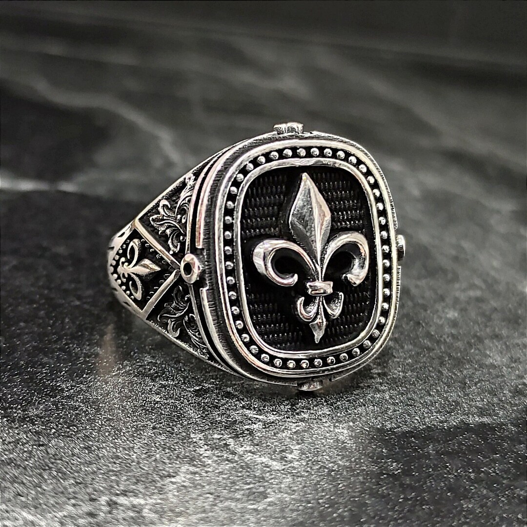 Men Silver Ship Anchor Nautical Ring , Silver Native Sea Signet Ring ...