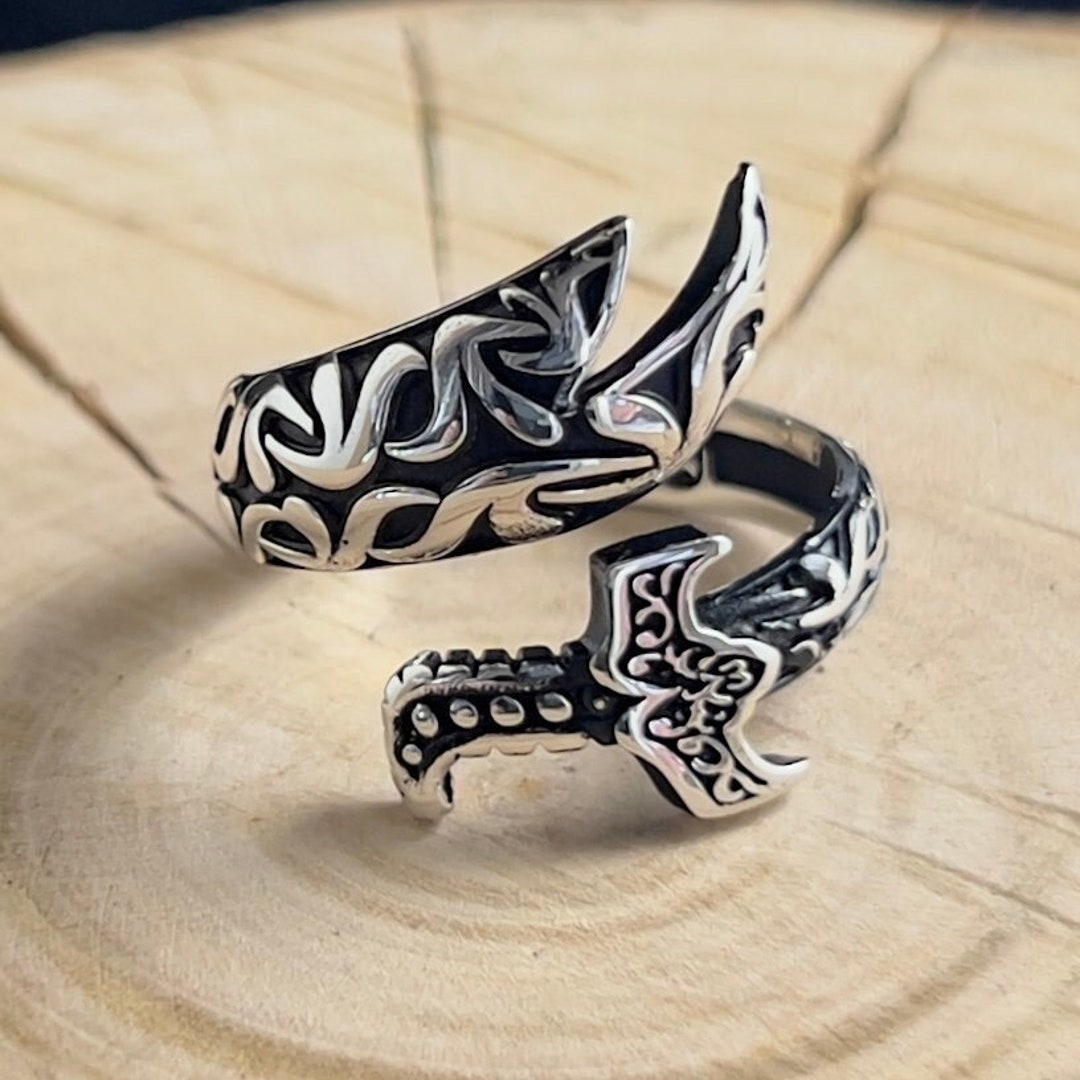 Handmade Ali's Zulfiqar Sword Black Design Ring, Silver Arabic Style ...