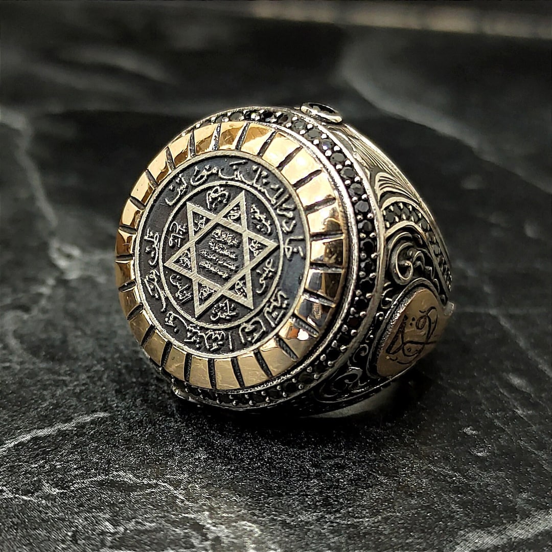 Men Seal of Solomon Silver Ring , Silver Thumb Solomon Seal Ring ...