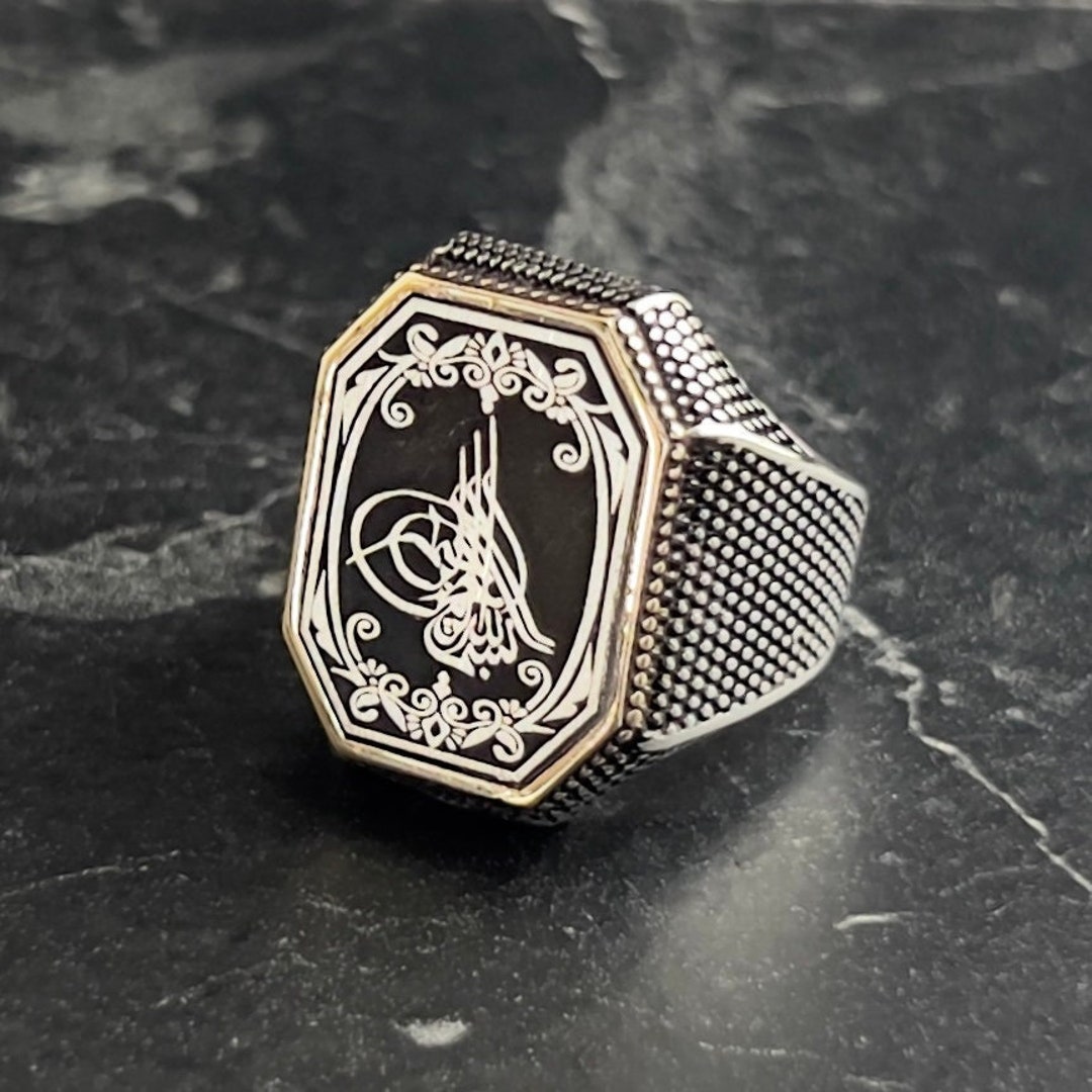 Men Ottoman Sign Calligraphy Silver Ring, Handmade Ottoman Tura Ring ...