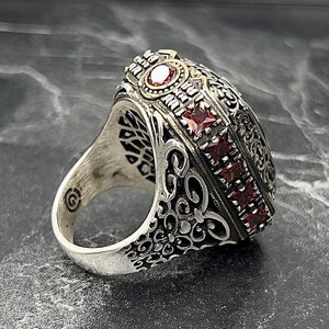 925K Turkish Flag Ring, Sterling Silver Moon & Star Ring, Ottoman Style ...