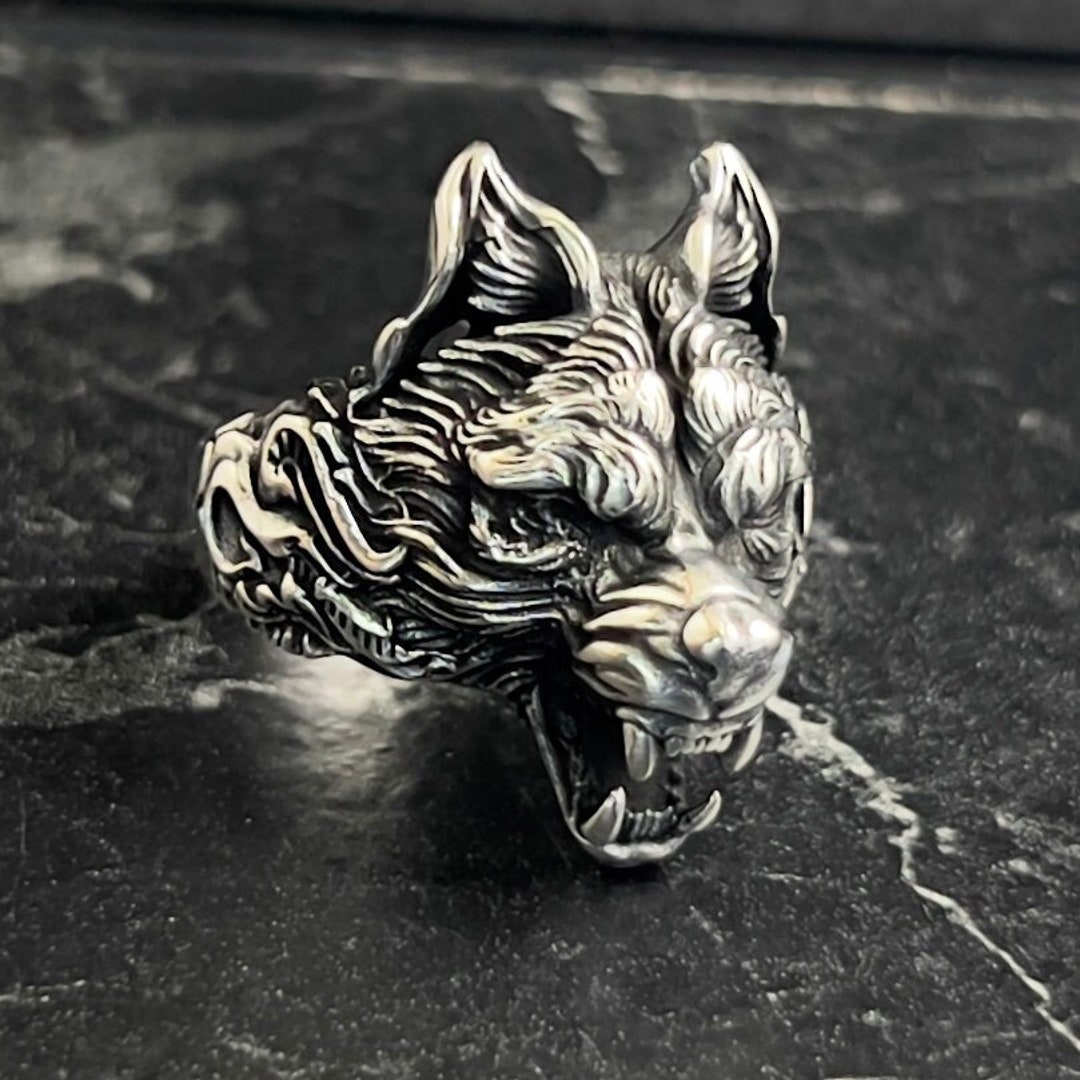 Handmade Silver Wolf Signet Ring Jewelry, Handmade Nordic Wolf Ring ...
