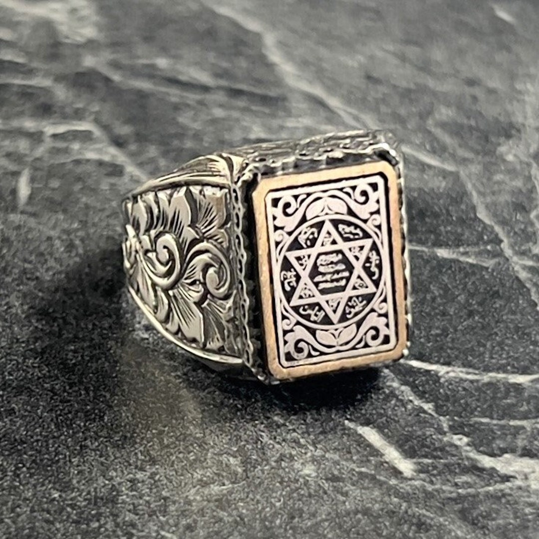 Men Seal of King Solomon Silver Ring, Men Solomon Signet Ring, New ...