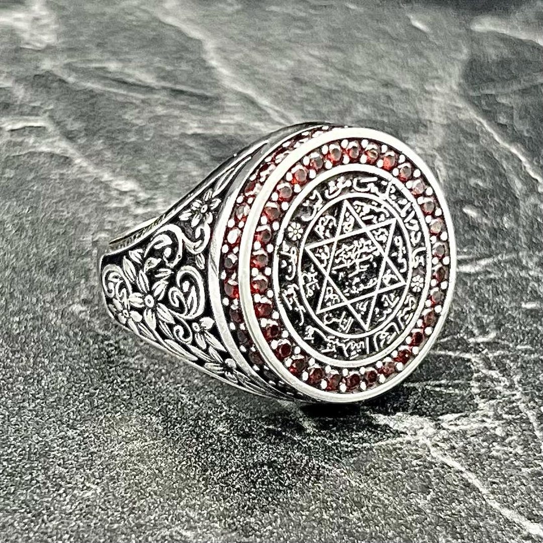 Silver Seal of Solomon Ring, Star of David Ring, Solomon Signet Ring ...