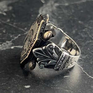 Silver Hazrat Imam Ali Islamic Carving Ring, Nadi Ali Prayer Ebced ...