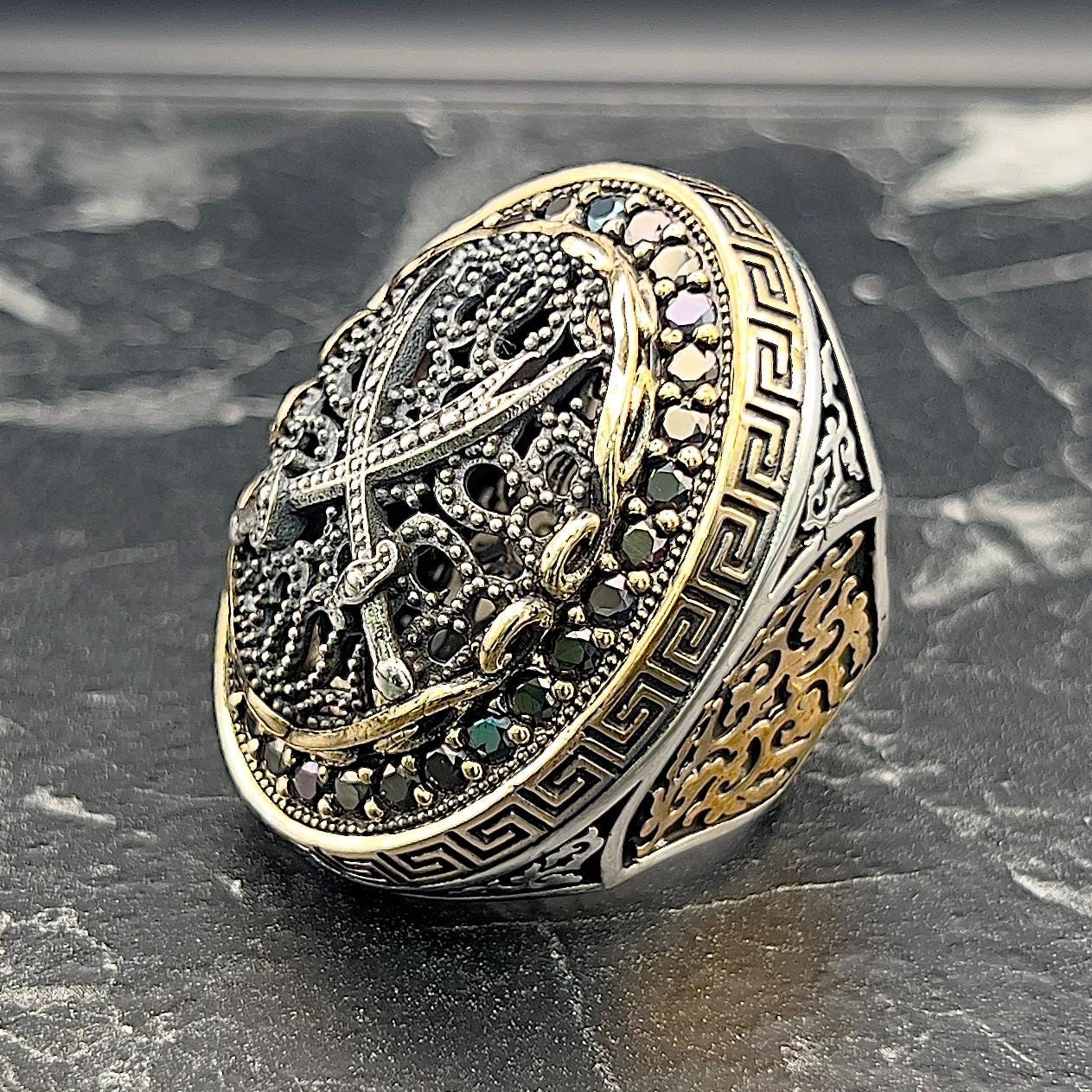 Silver Double Sword Ring for Men, Zulfiqar Sword Ring, Handmade Knight ...