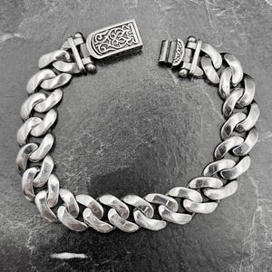 Elegant 925 Sterling Silver Cuban Chain Bracelet, Handmade Men’s or ...