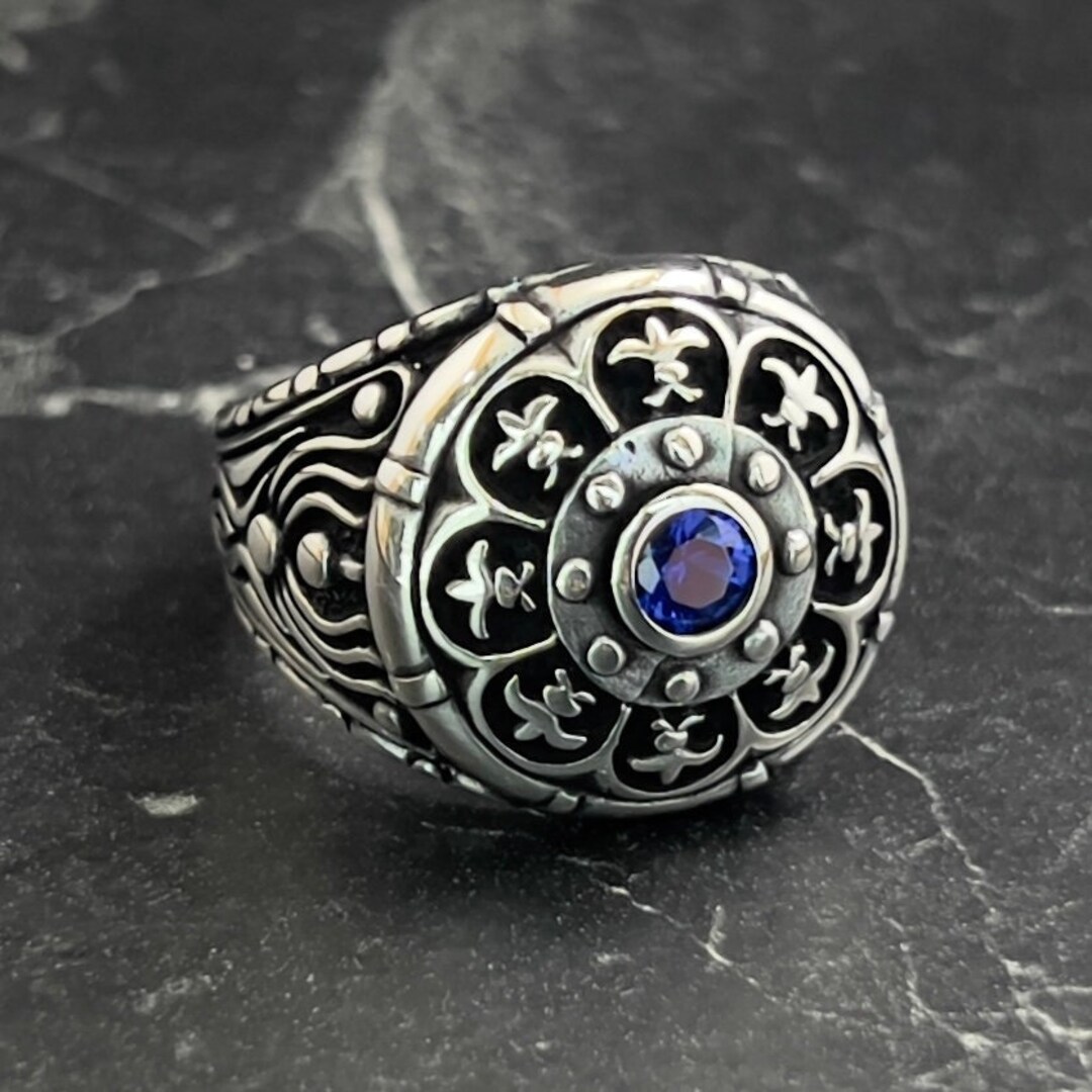 Handmade Protective Shield Men's Ring, Christian Cross Shield Silver ...