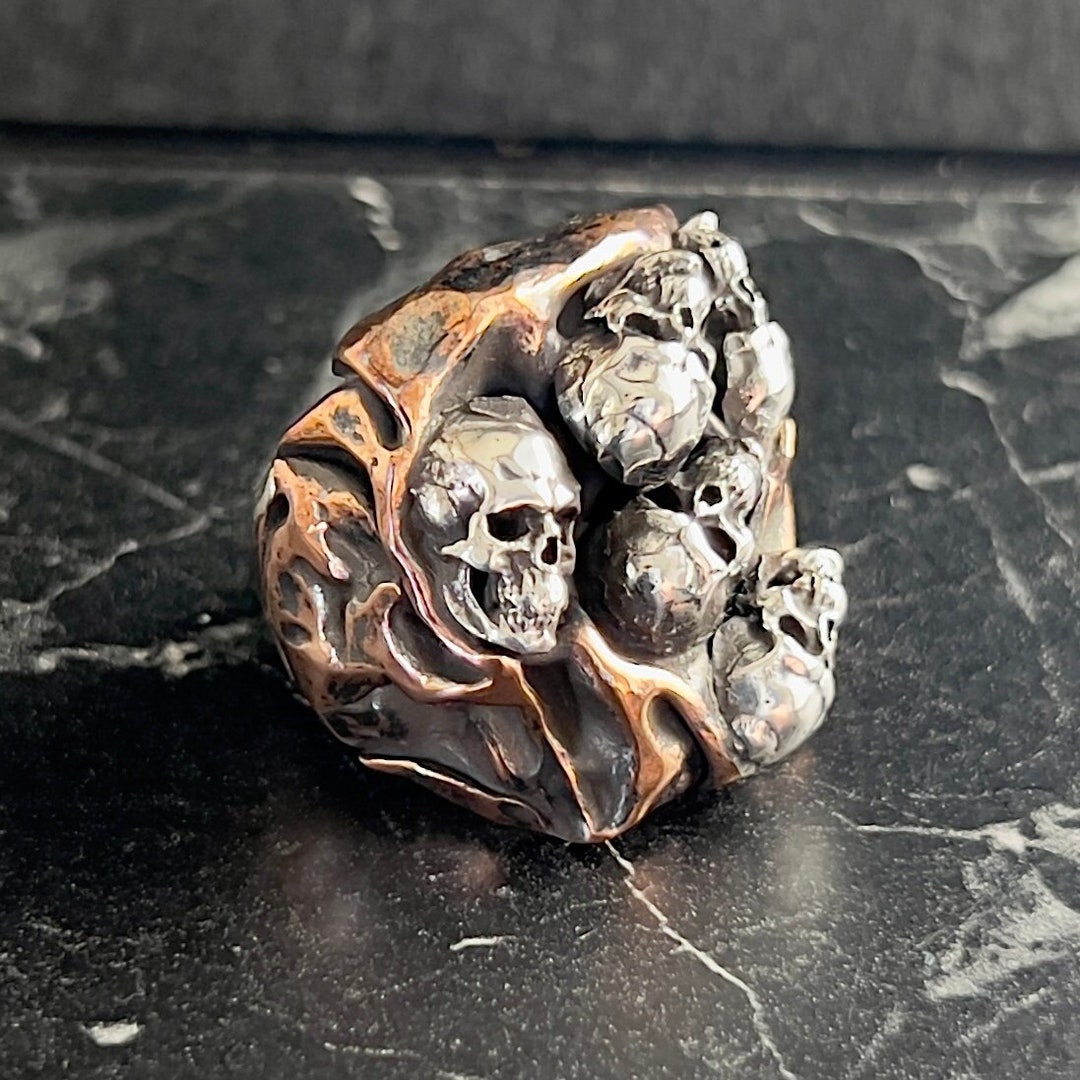 Skeleton Ring Skull Silver Ring, Silver Skull Gothic Ring, Silver Skull ...