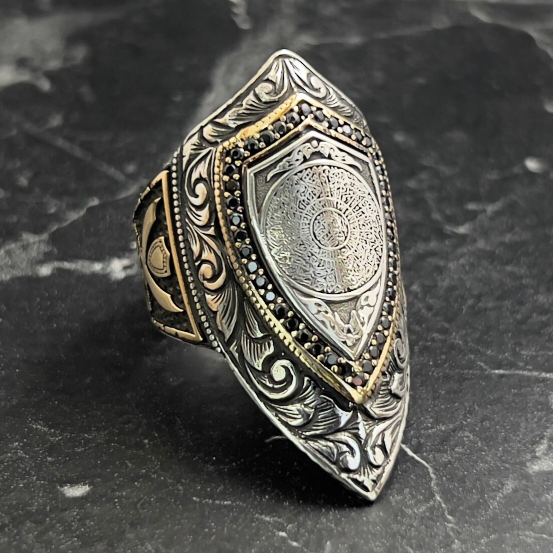 Men Zihgir Esmaul Husna Archer Ring, Handmade Archer Thumb Ring ...