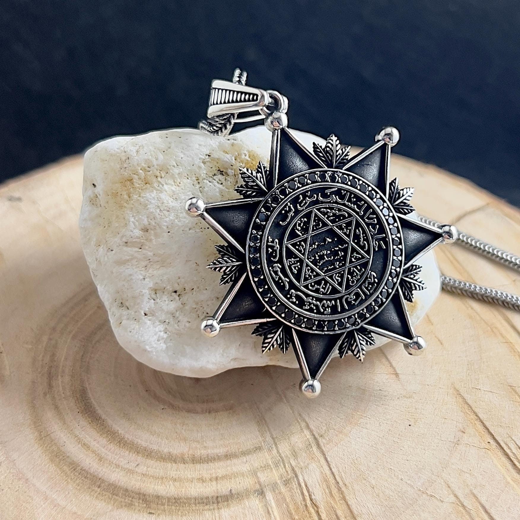 Silver Necklace With Seal of Solomon Pendant, Silver David Necklace ...