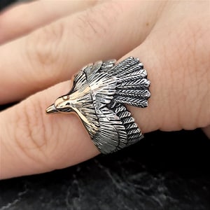 925K Sterling Silver Eagle Ring , Silver Eagle Signet Ring , 925 ...