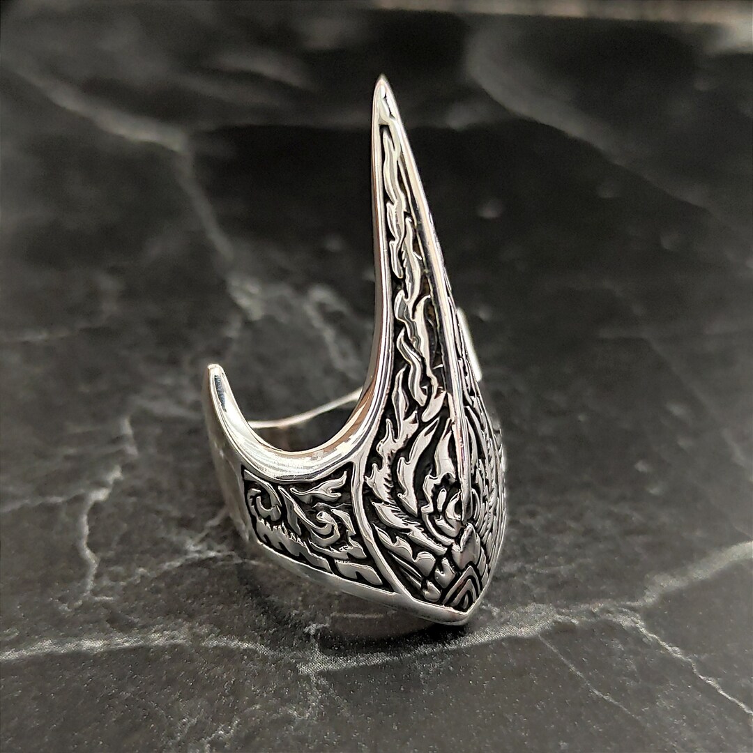 Men's Silver Archer Thumb Handmade Ring , Silver Archer Engraved Men's ...
