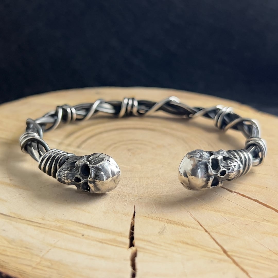 Handmade Skeleton Model Design Adjustable Bracelet, Silver Biker ...