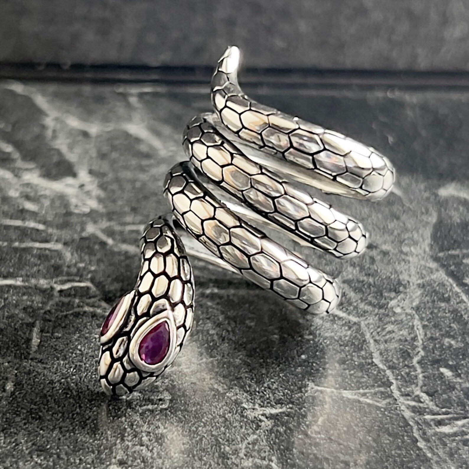 Silver Detailed Python Snake Ring, Snake Wrap Ring, Silver Animal Snake ...
