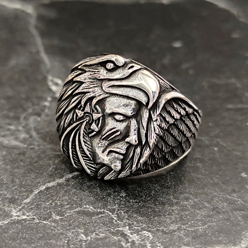 Silver Native American Indian Chief Ring Silver American - Etsy