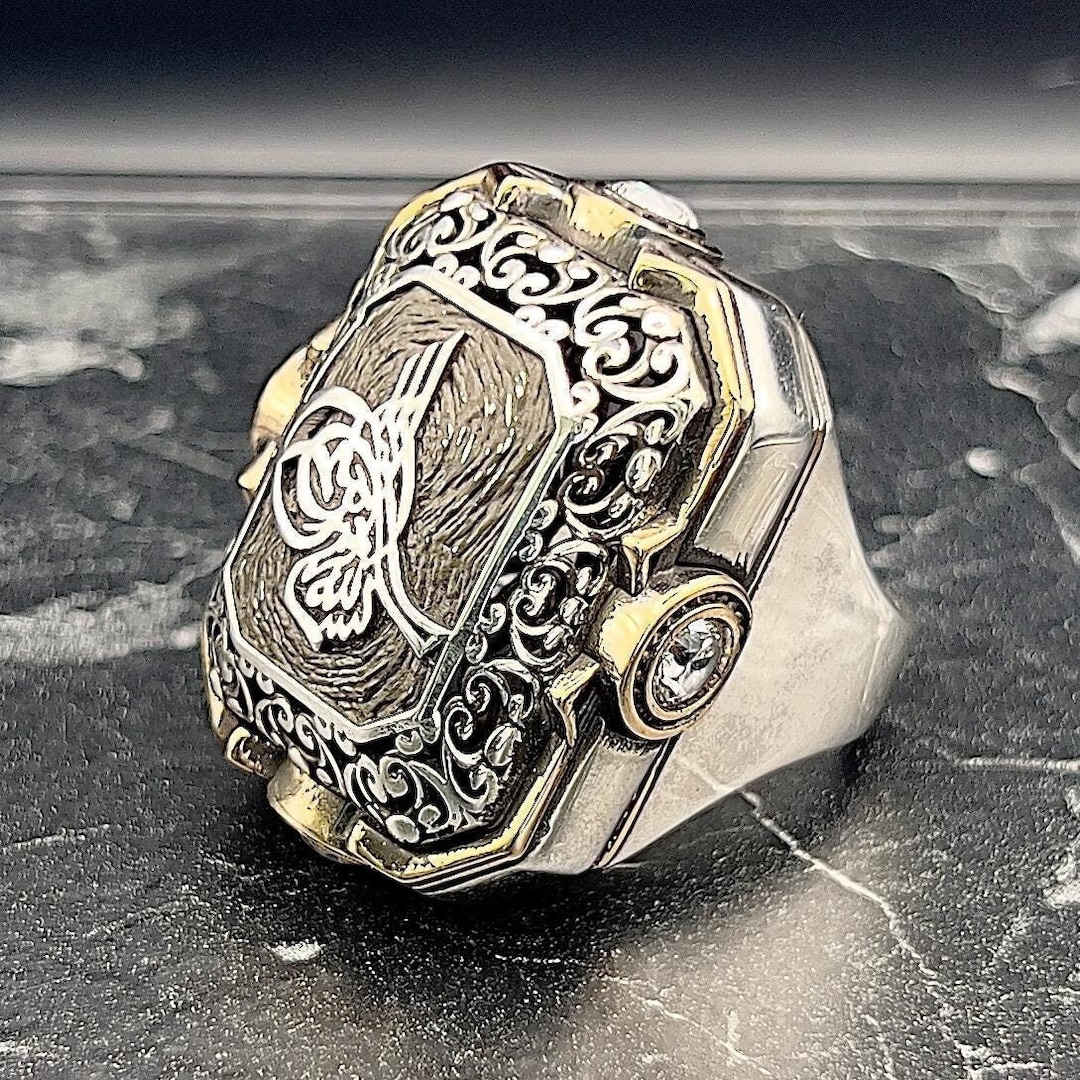 Ottoman Tura Silver Ring for Men, Handmade Ottoman Style Ring, Embossed ...