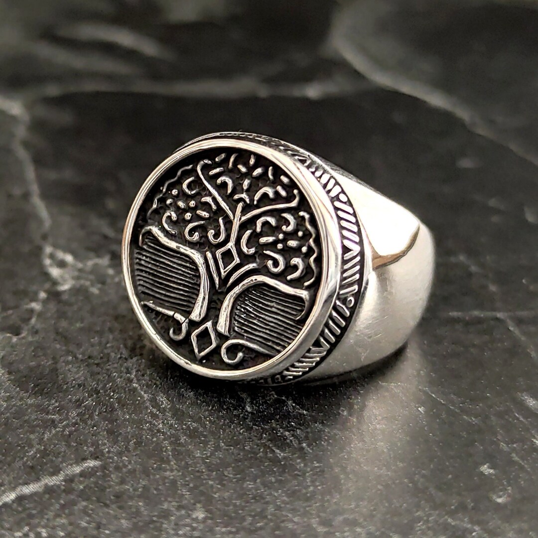 Silver Yggdrasil Tree of Life Ring , Silver Family Tree Ring , Strong ...