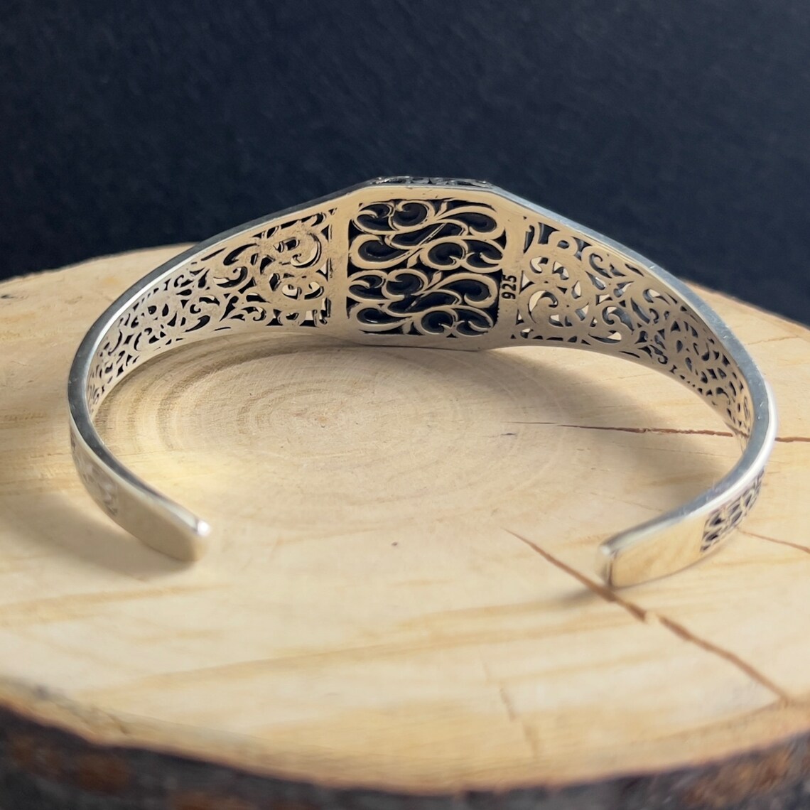 925 Sterling Moon & Star Turkish Flag Cuff Bracelet, Handmade ...