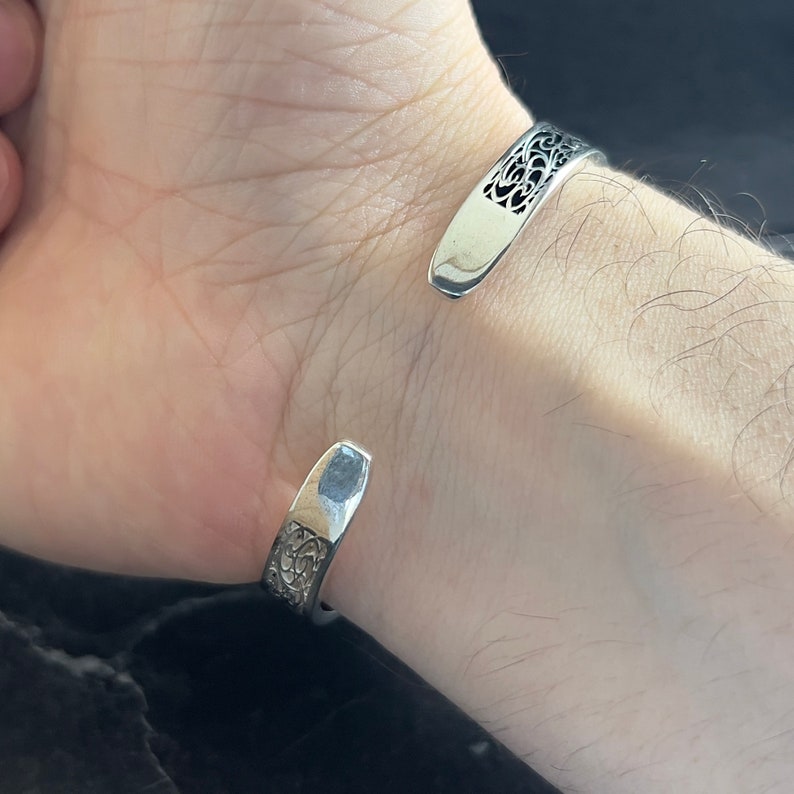 925 Sterling Moon & Star Turkish Flag Cuff Bracelet, Handmade ...
