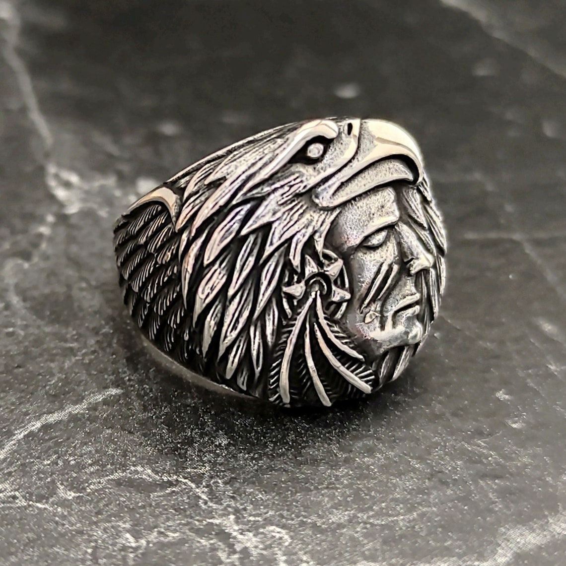 Silver Native American Indian Chief Ring Silver American - Etsy