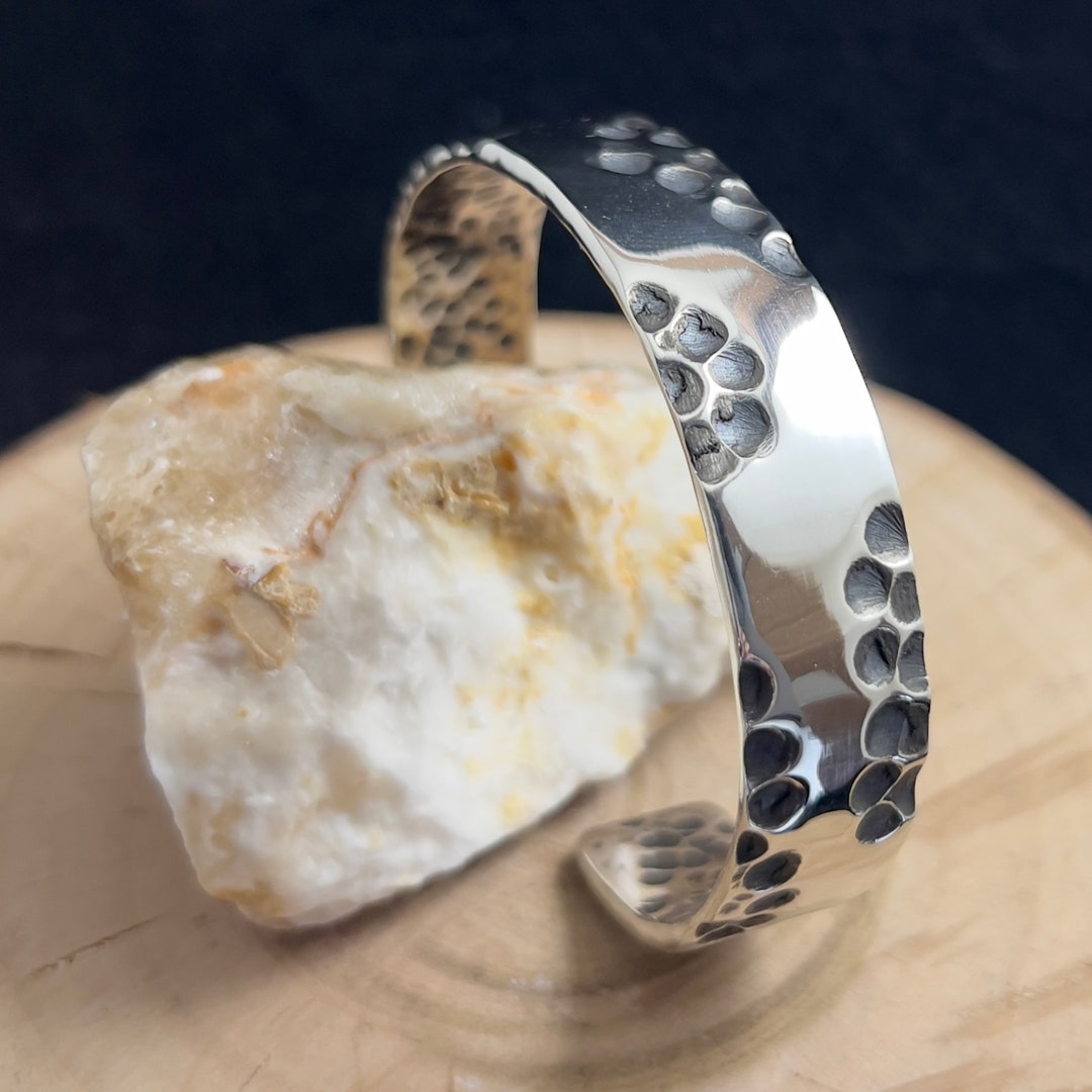 Hammered Damascus Cuff Bracelet, Oxized Adjustable Bracelet, Hand ...