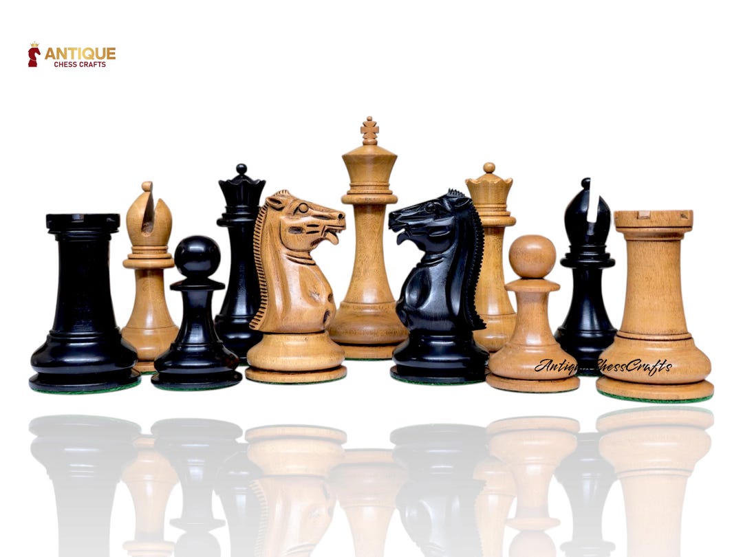 Morphy Cooke 4.4" Reproduction 1849 Distressed Antique Chess Set in ...