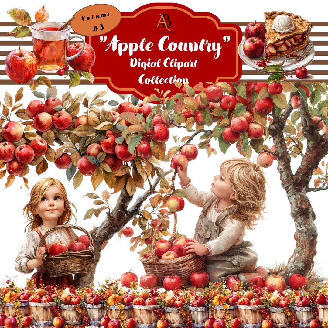 Clipart, Digital, PNG, "apple Country - Vol 3" Fall Clipart Collection ...