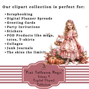 Clipart, Digital, PNG, Whimsical Halloween Pumpkins "pink Halloween ...