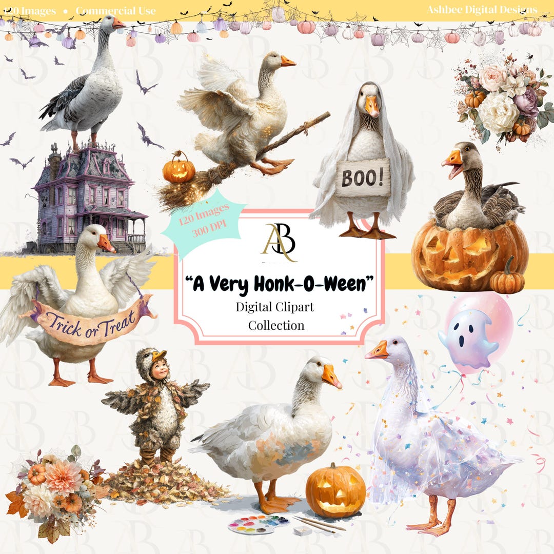 Halloween Digital Clipart Bundle | 120 +png's | Fall Goose Clipart ...