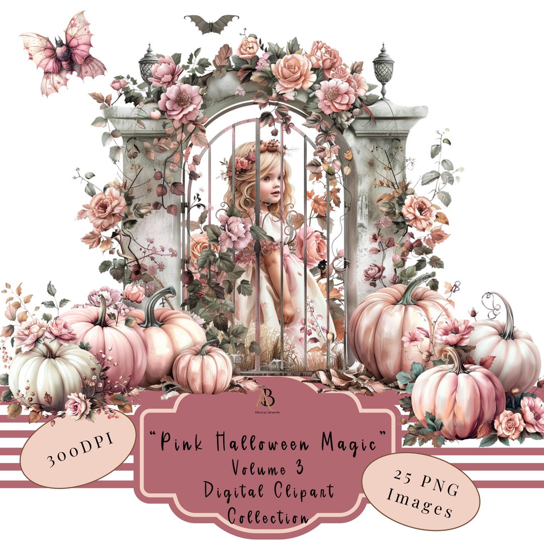 Clipart, Digital, PNG, Whimsical Halloween, "pink Halloween Magic" Vol ...