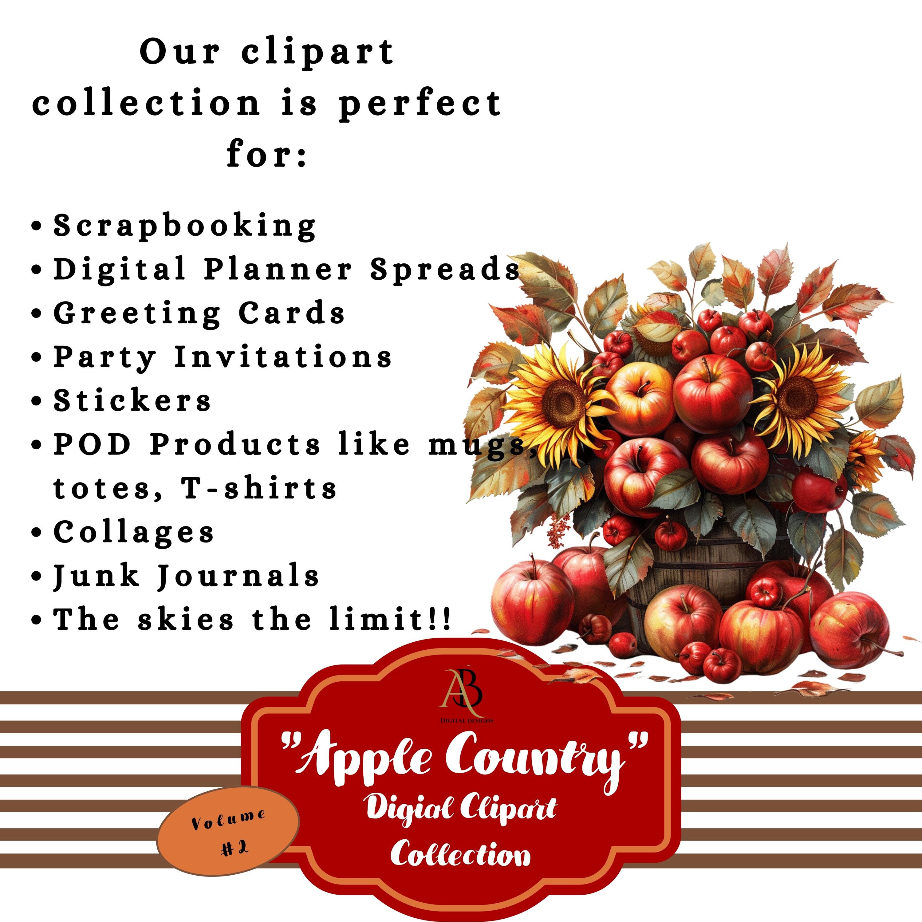 Clipart, Digital, PNG, apple Country Vol 2 Fall Clipart Collection ...