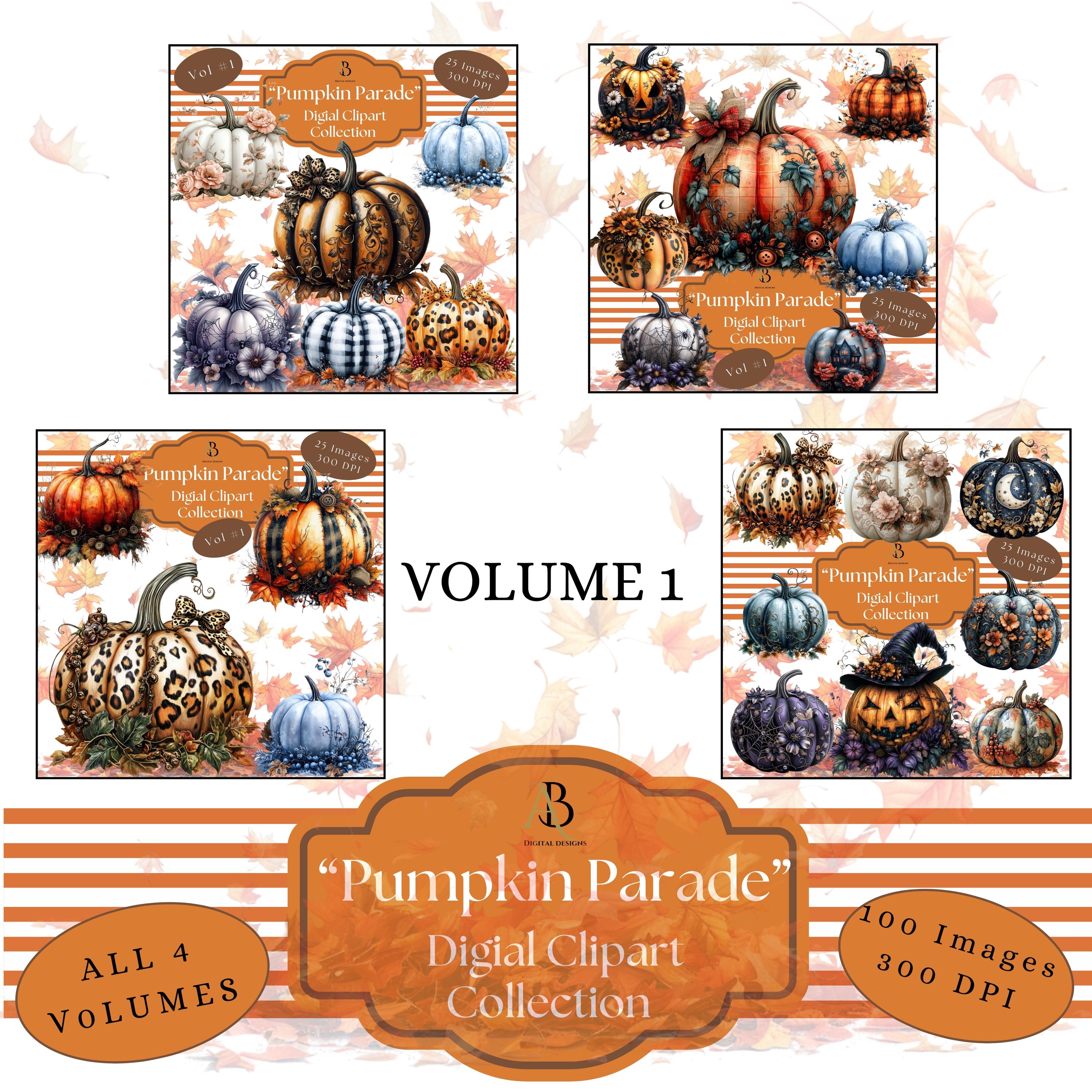 Pumpkin Clipart Bundle – 100 Halloween & Fall PNG Images (digital ...